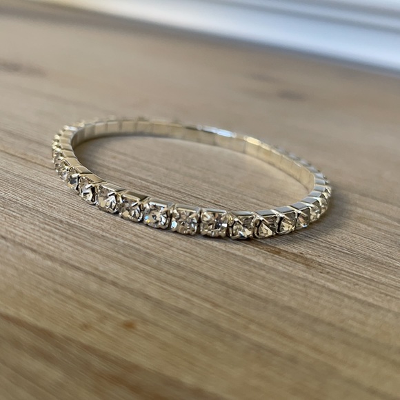 Jewelry | Flexible Rhinestone Silver Bracelet | Poshmark